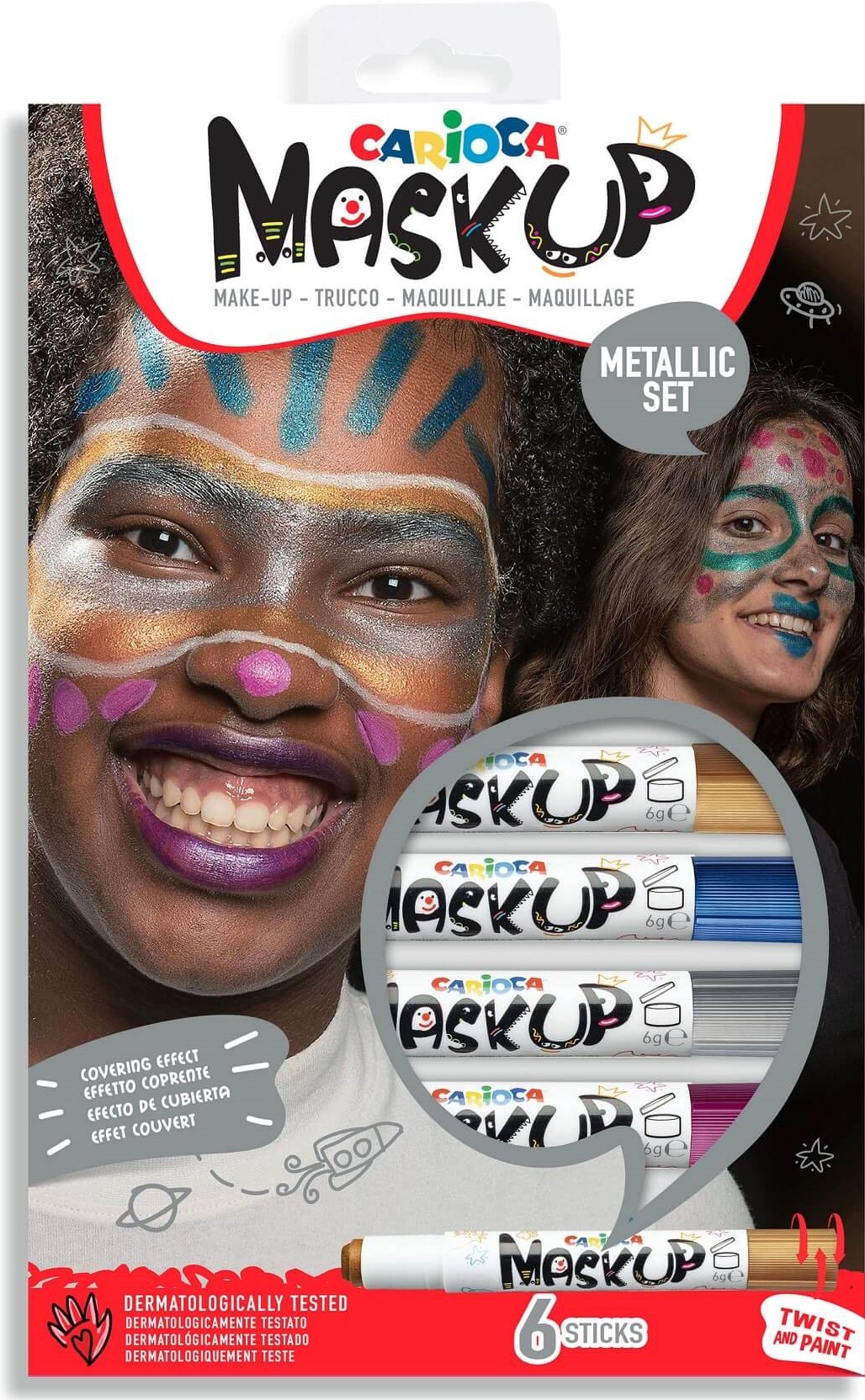 Flomasteri za lice Carioca Mask up - Metalik, 6 boja | Ozone.hr