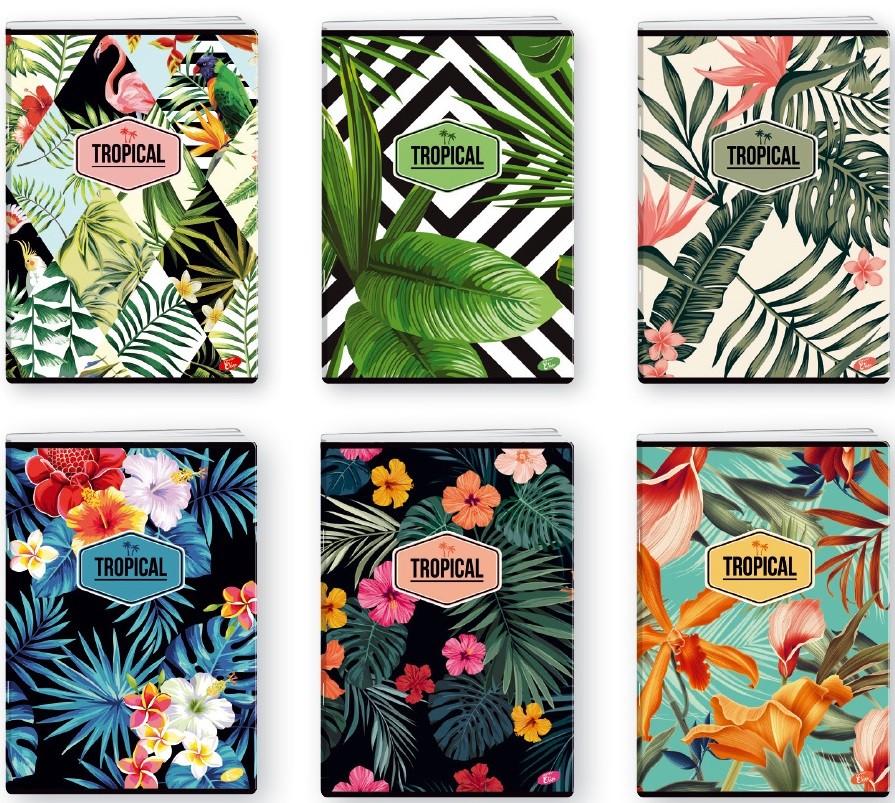 Bilježnica Elisa - Tropical, A4, 62 lista, široke linije, asortiman ...