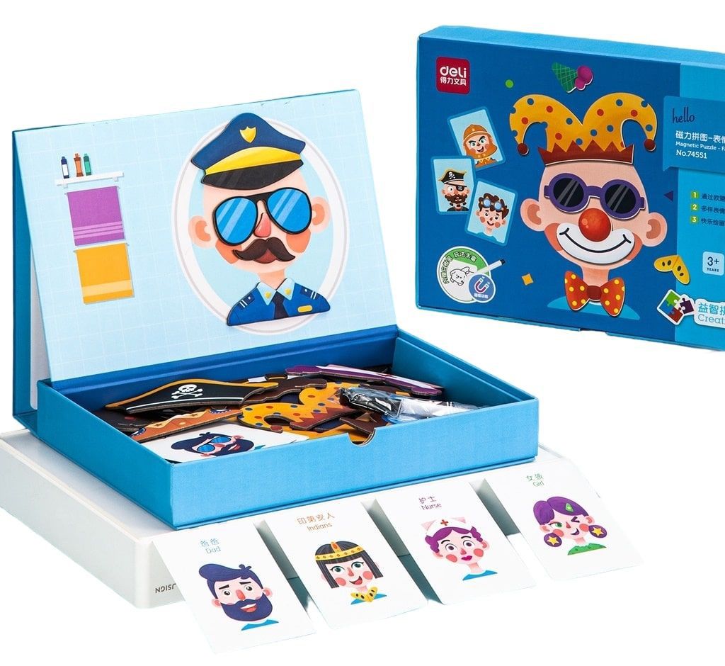 Magnetska edukativna igra Deli - Lica u kutiji, karte, 82 elementa | Ozone.hr